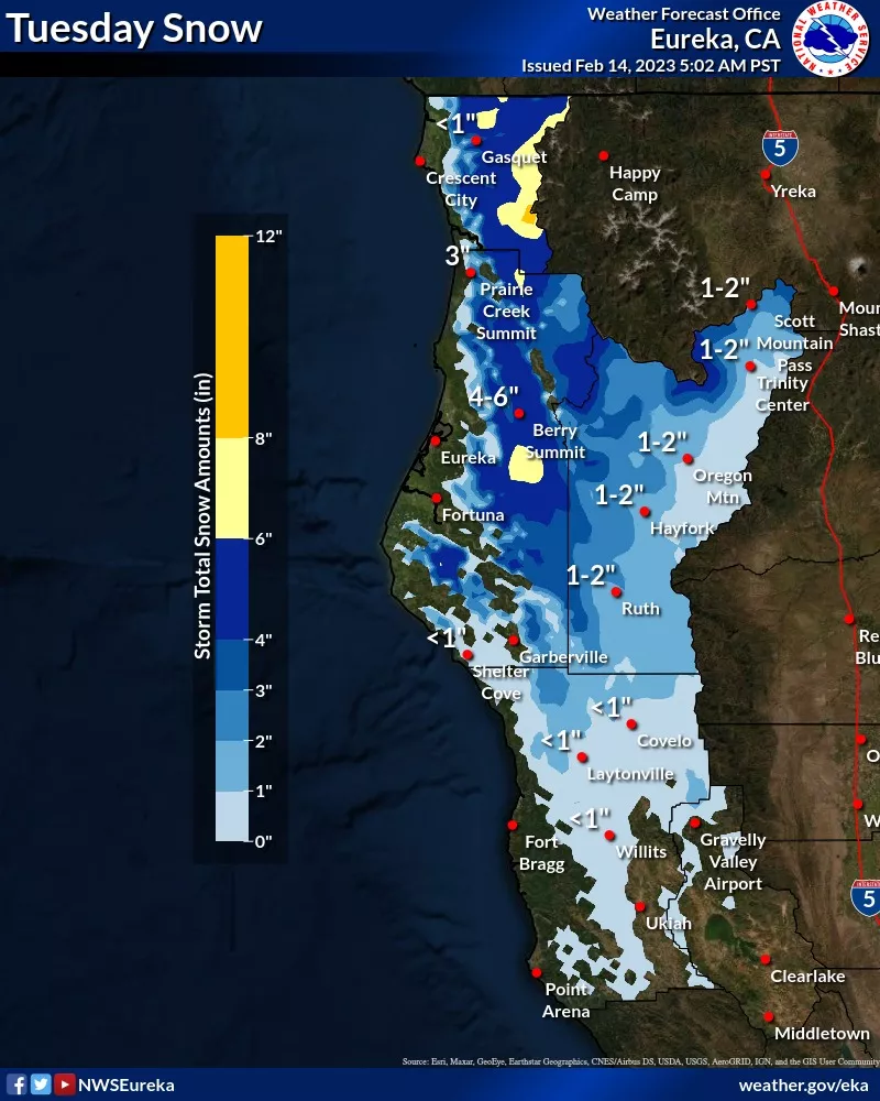 Snow Reported Across Humboldt, 299 Closed Between Blue Lake and Willow ...
