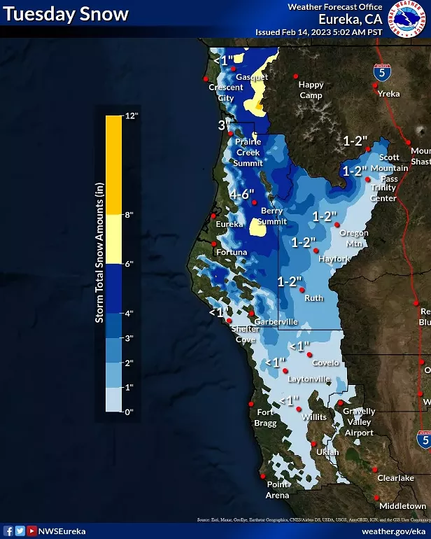 Snow Reported Across Humboldt, 299 Closed Between Blue Lake and Willow ...